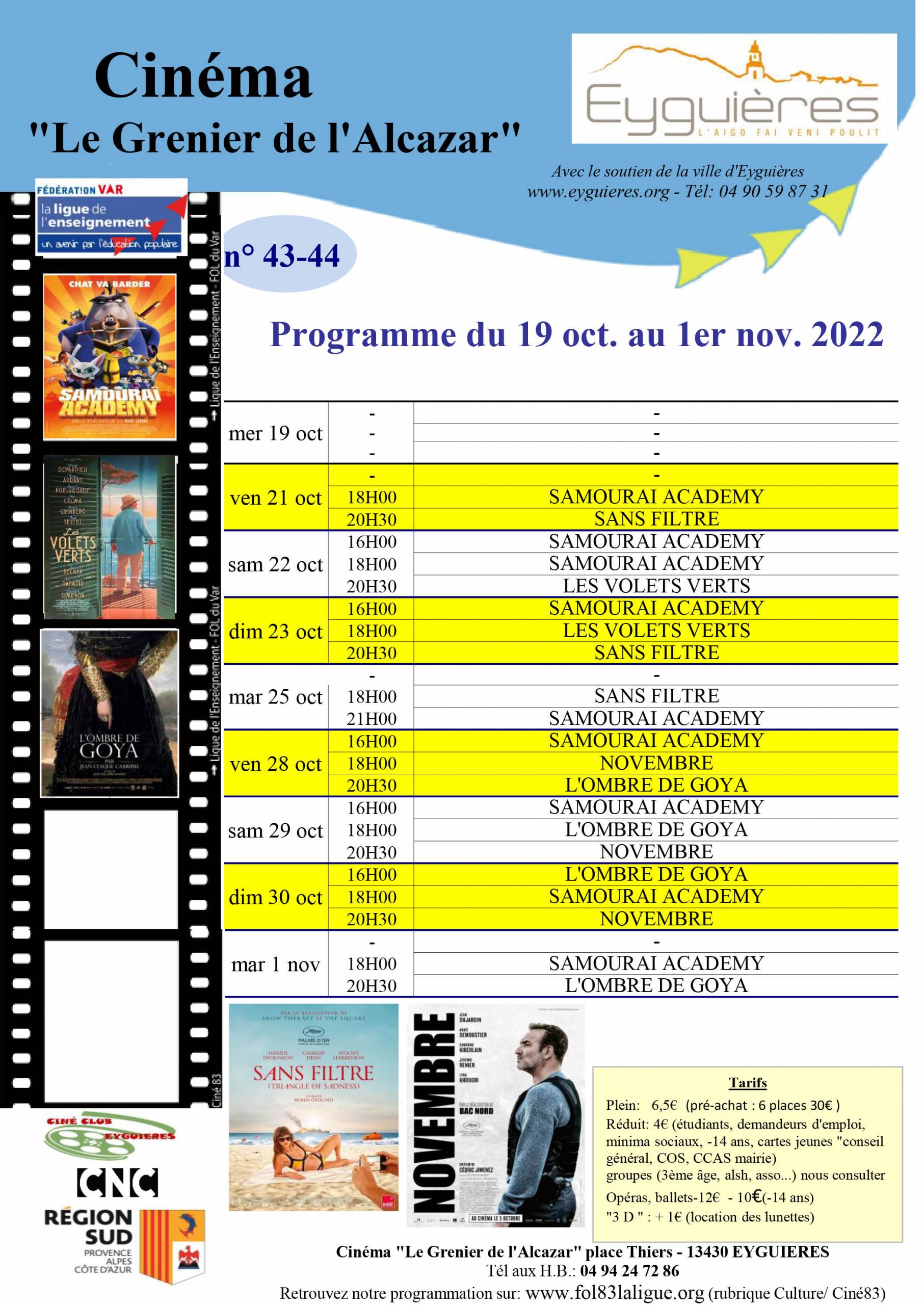 Programme cinéma séances du 19 octobre au 1er novembre 2022 – Eyguières ...