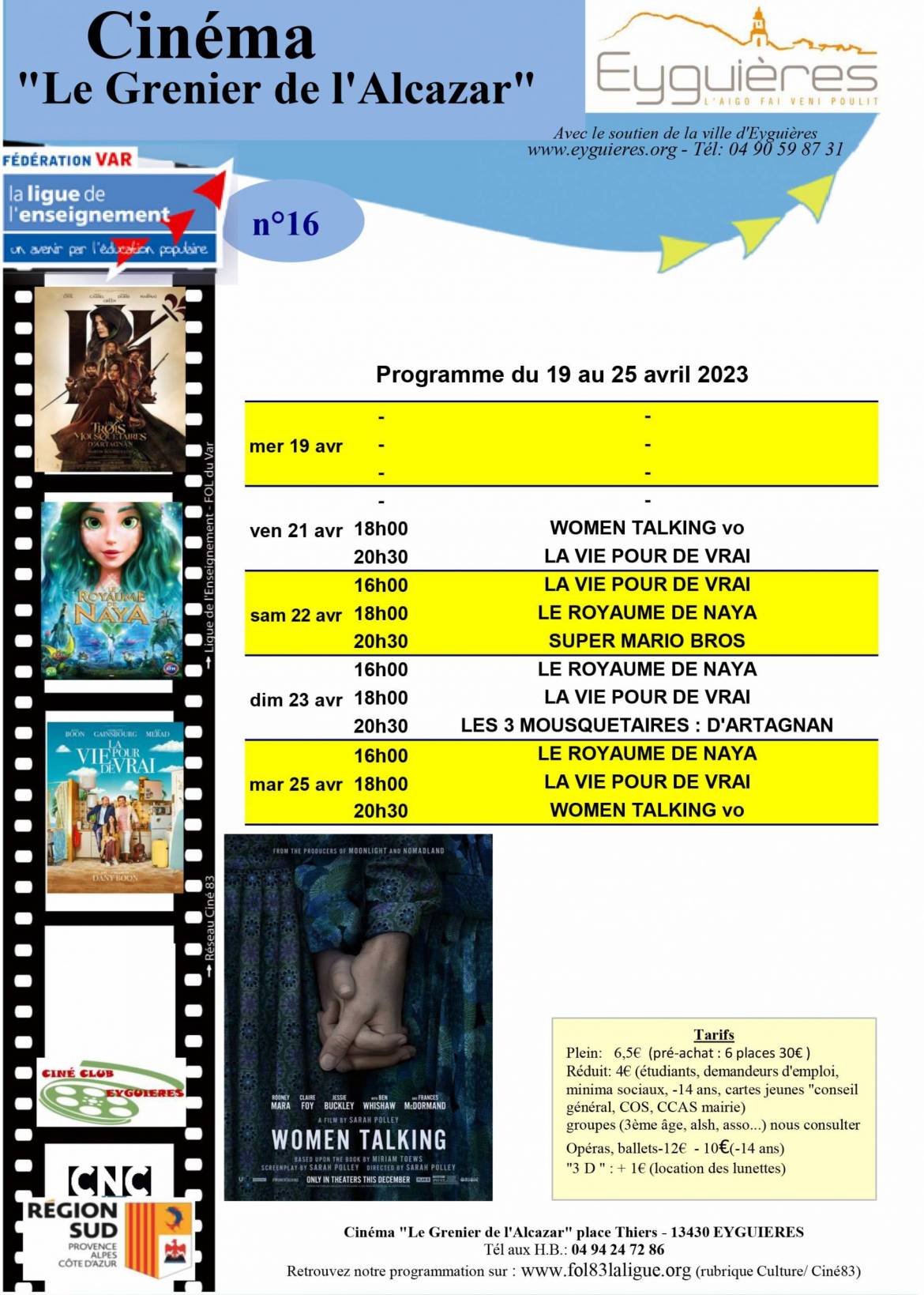 programme cinéma du 19 au 25 avril 2023 – Eyguières Les Alpilles