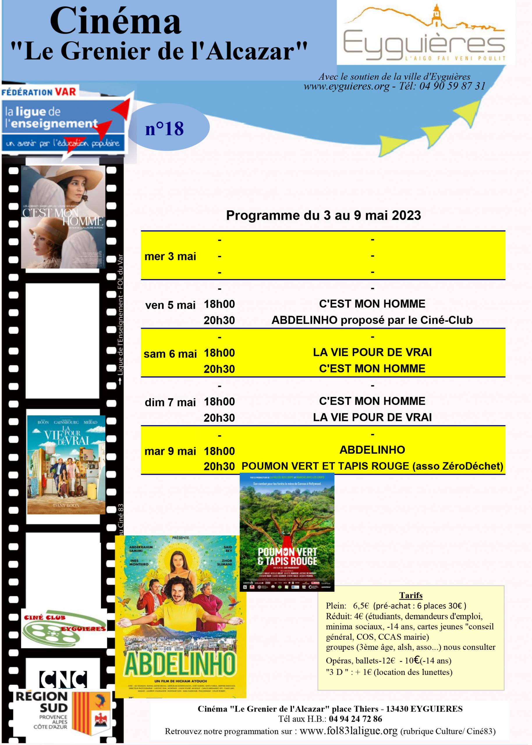 Programme cinéma séances du 3 au 9 mai 2023 – Eyguières Les Alpilles