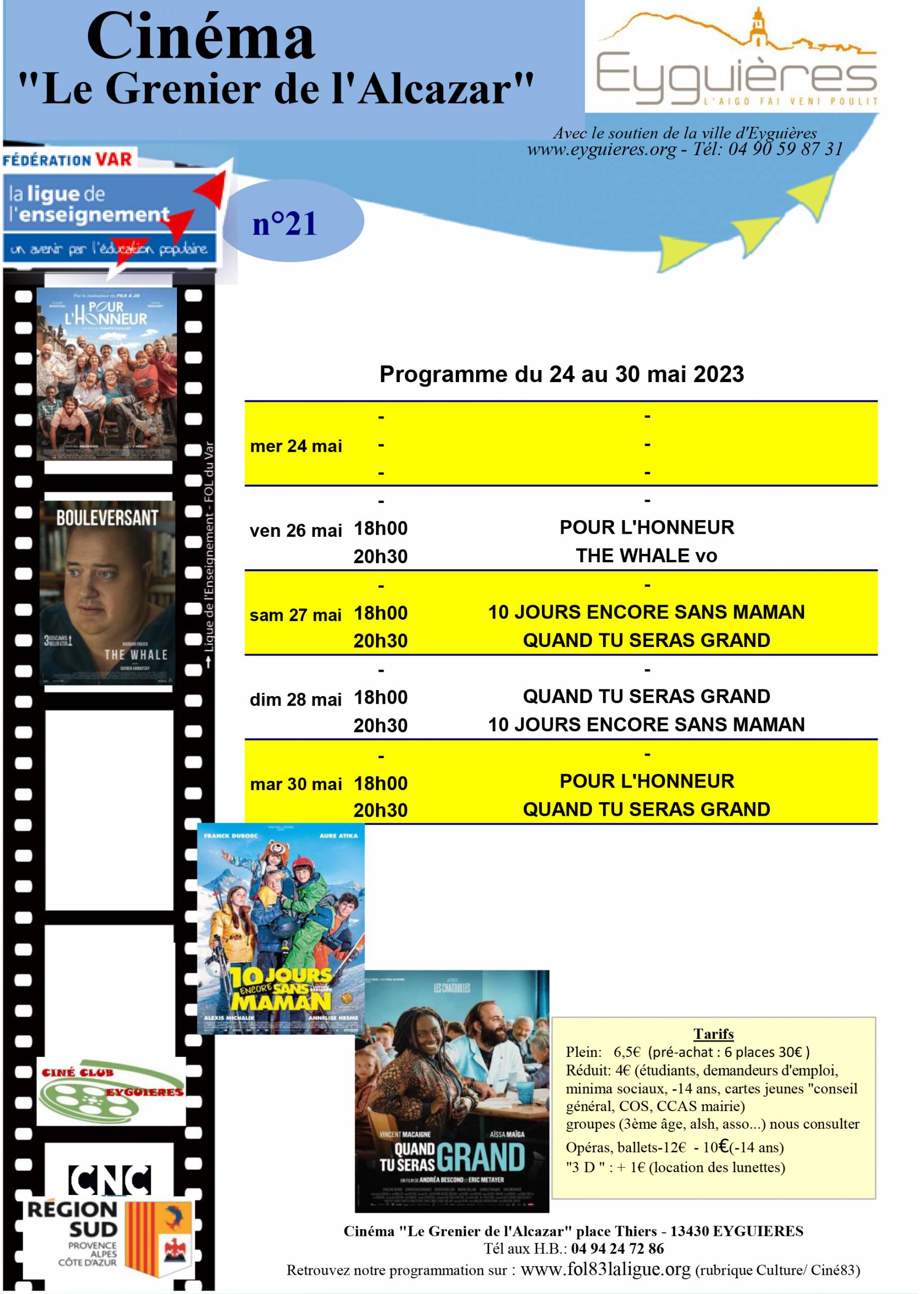 Programme cinéma séances du 24 au 30 mai 2023 – Eyguières Les Alpilles