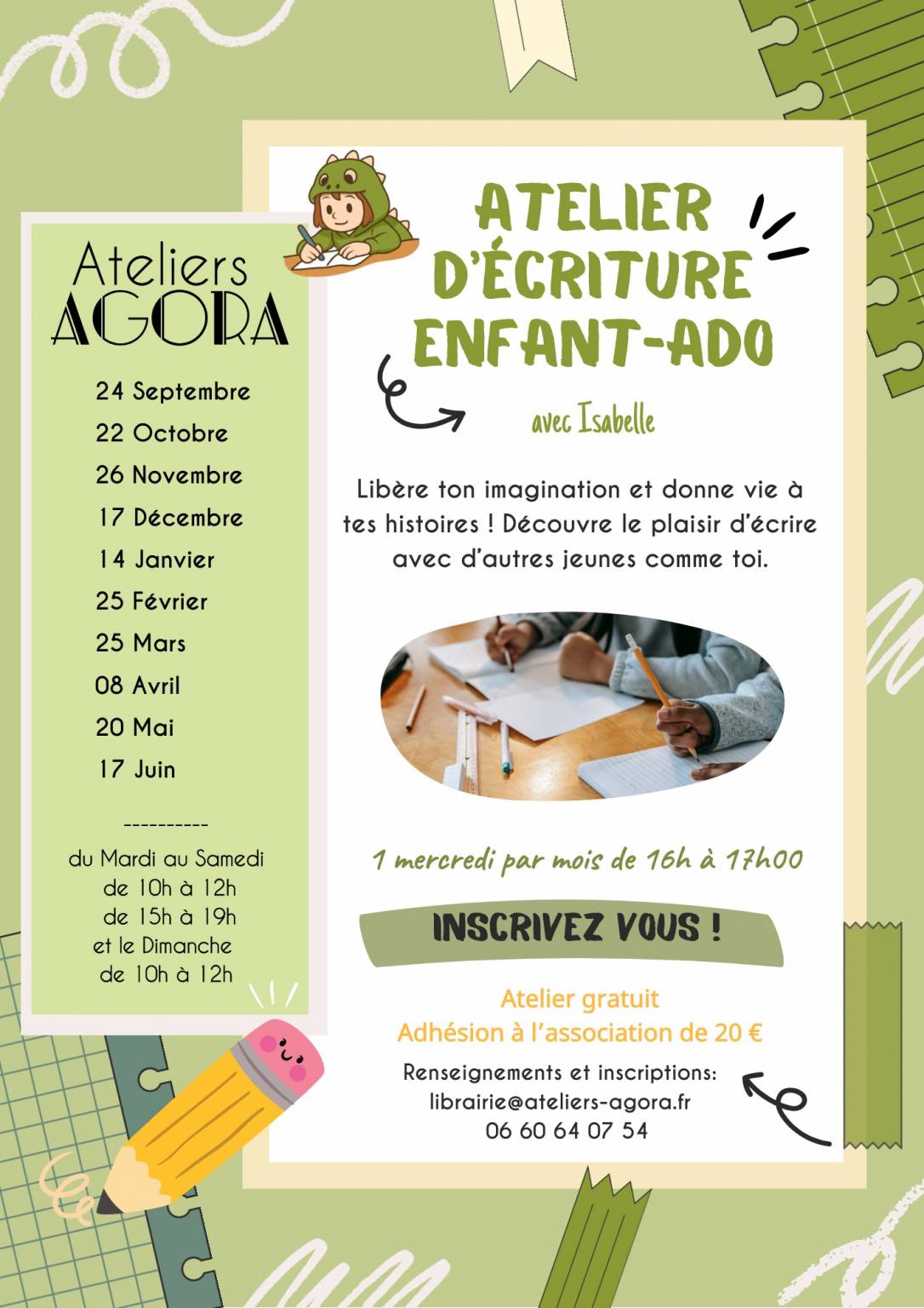 14 janvier 2026 Atelier d’écriture enfant-ado – Ateliers Agora ...